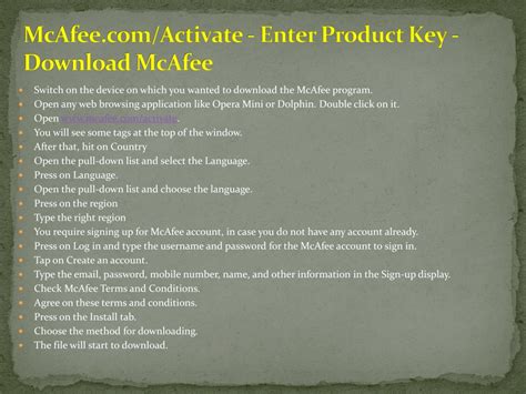 PPT McAfee Com Activate Enter Product Key Download McAfee PowerPoint Presentation ID