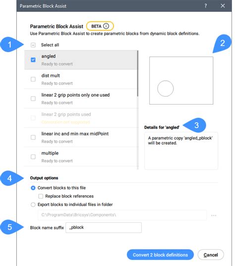 Parametric Block Assist Dialog Box Bricscad Lite And Pro Bricsys Help
