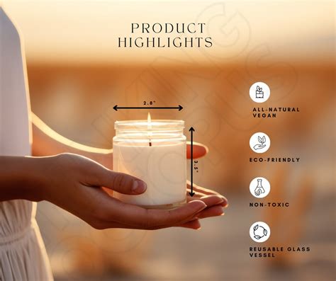 Candle Mockup Candle Size Chart Jar Candle Mockup Soy Candle