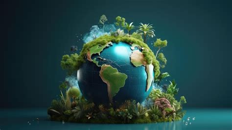 Premium Photo Planet Earth With Trees N Grass On Blue Background
