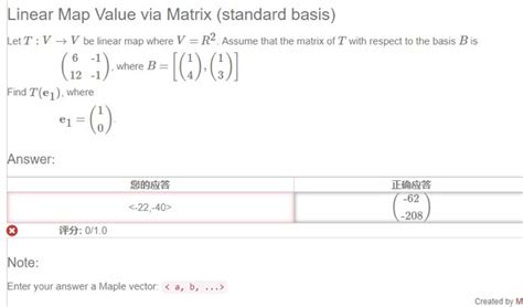 Solved Linear Map Value Via Matrix Standard Basis Let T V Chegg Com