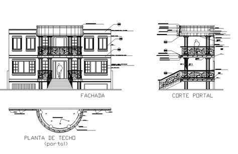 Detail Two Storey Residential Housing Structure Layout Elevation Autocad File