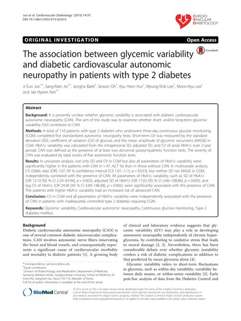 Pdf The Association Between Glycemic Variability And Diabetic