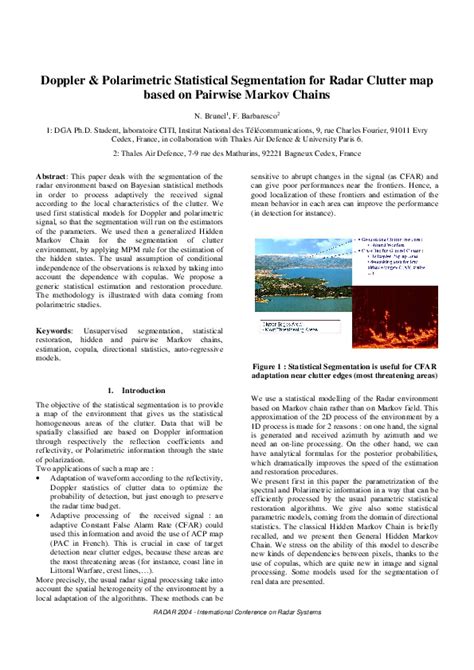 pdf doppler and polarimetric statistical segmentation for radar clutter map based on pairwise