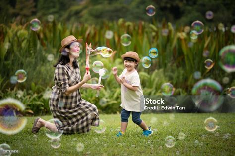 아시아 중국 임신 아름다운 여자 불기 거품 와 그녀의 딸 에 공공 공원 즐기는 결합 시간 비누방울 막대에 대한 스톡 사진 및 기타 이미지 비누방울 막대 지속 가능한