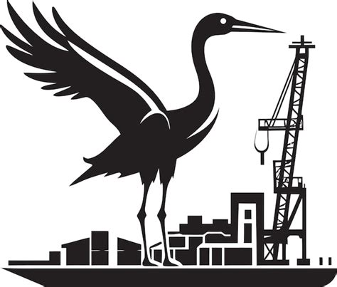 Premium Vector Seafaring Infrastructure Emblem Shipping Port Crane