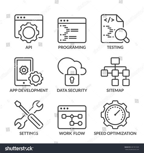Web Development Icons Set Thin Line Stock Vector Royalty Free 481951045 Shutterstock