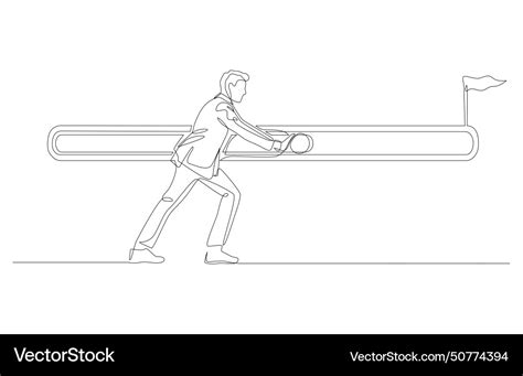 Businessman Pushing Project Progress Bar Vector Image