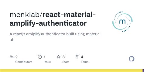 Github Menklabreact Material Amplify Authenticator A Reactjs