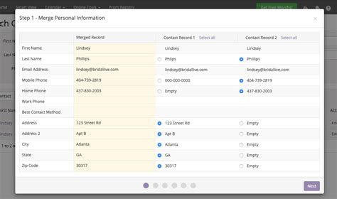 Merge Two Contacts BridalLive
