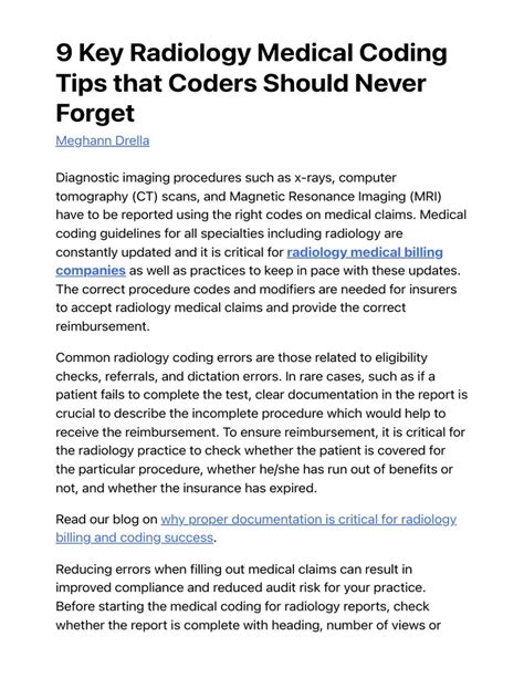 9 Key Radiology Medical Coding Tips For Coders Download Free Pdf