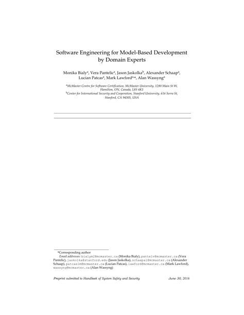 Pdf Software Engineering For Model Based Development By Domain Experts