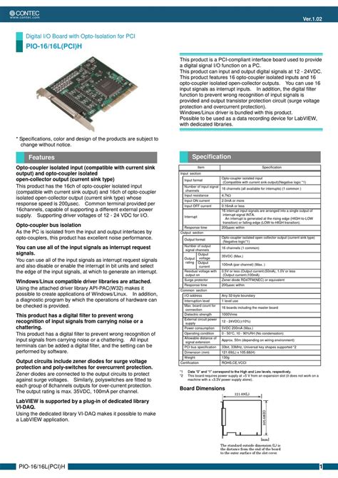 CONTEC PIO 16L PCI H QUICK START MANUAL Pdf Download ManualsLib