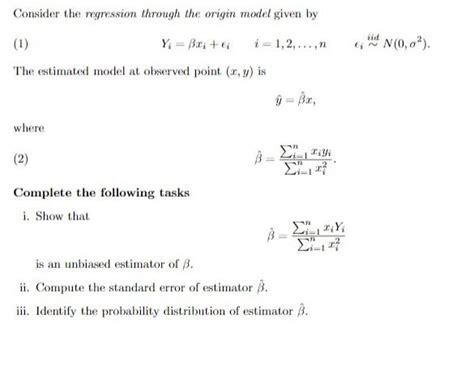 solved consider the regression through the origin model