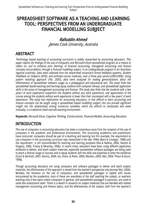 Pdf Spreadsheet Software As A Teaching And Learning Tool Perspectives From An Undergaduate