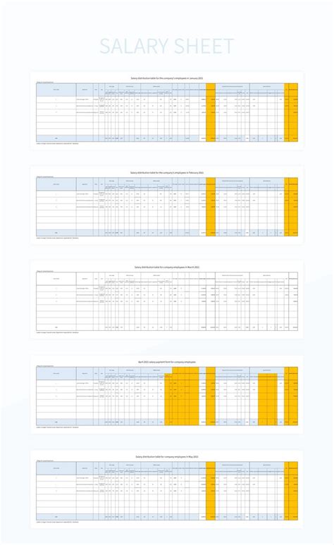 Free Salary Table Templates For Google Sheets And Microsoft Excel Slidesdocs