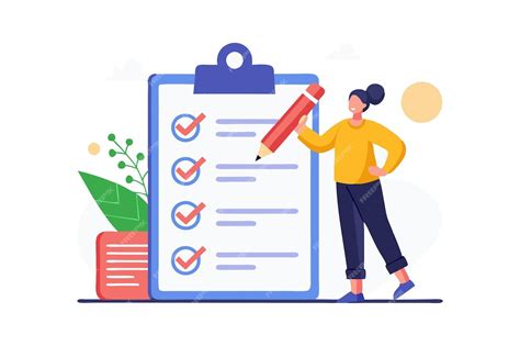 Woman Checking Off Tasks On A Large Clipboard Symbolizing Productivity Task Management And Goal