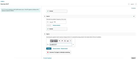 solved exercise 30 37 ② 20811 constants an l c circuit