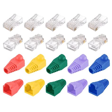 Patikil Rj45 Cat6 Connectors Rj45 Ends 8p8c Modular Plug Pass Through Connector With Boots Cover