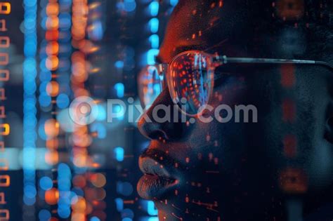 Young Programmer Coding On A Computer Surrounded By Glowing Code And