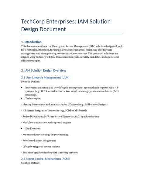 Techcorp Iam Solution Design Pdf Computer Security Security