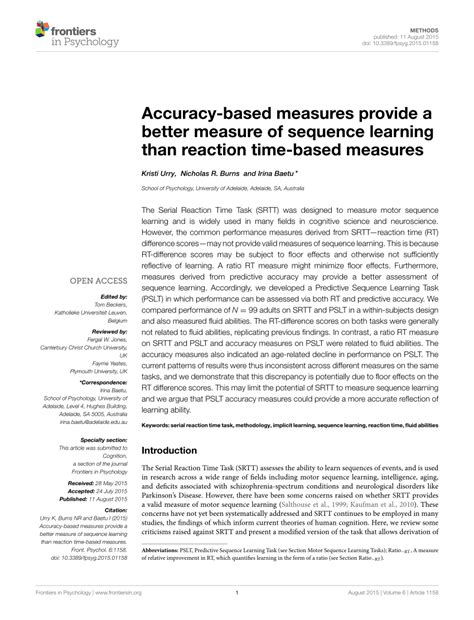 Pdf Accuracy Based Measures Provide A Better Measure Of Sequence