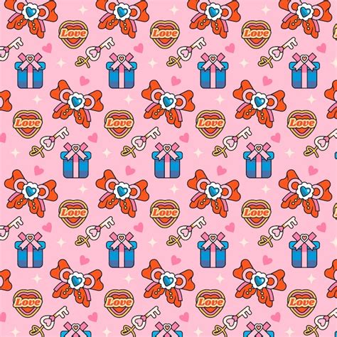 Free Vector Hand Drawn Groovy Love Pattern