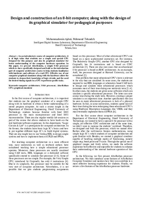 Pdf Design And Construction Of An 8 Bit Computer Along With The
