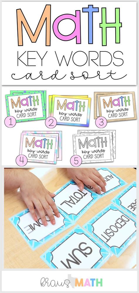 Math Key Words Card Sort Kraus Math Math Key Words Math Teaching Math