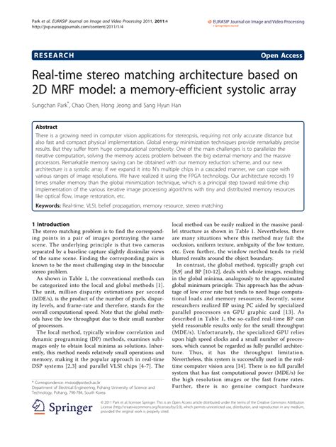 Pdf Real Time Stereo Matching Architecture Based On 2d Mrf Model A Memory Efficient Systolic