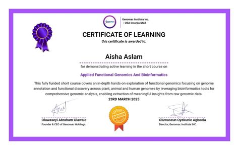 Genomics Bioinformatics Functionalgenomics Research Lifelonglearning Aisha Aslam