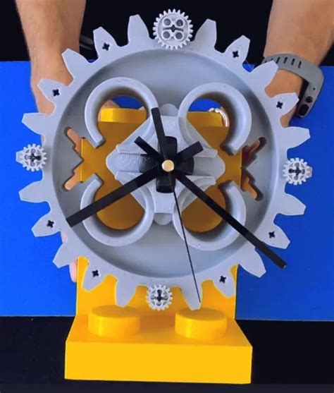 Gear Wall Clock With Base X Scale Lego Technic Inspired D Printing Model Threeding