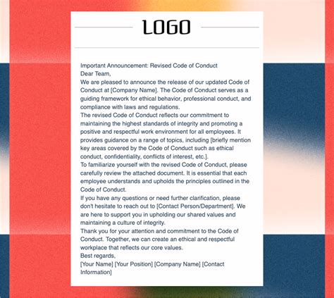 Code Of Conduct Email