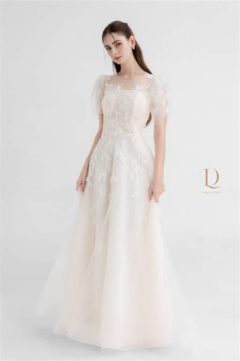 스몰웨딩드레스대여 셀프웨딩 피로연 2부 호텔 돌잔치 맘드레스 피치로즈 Swdbe03 드레스로렌 고품격드레스대여