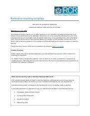 RCR CPD Reflective Learning Template Doc Reflective Learning Template