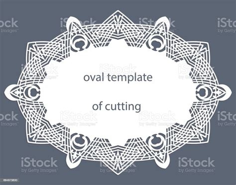 장식 타원형 테두리가 있는 인사말 카드 케이크 아래 종이 절단을 위한 템플릿 결혼식 초대장 장식 판은 레이저 컷 벡터 일러스트입니다 0명에 대한 스톡 벡터 아트 및 기타