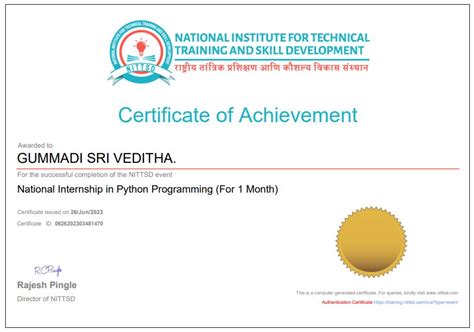 gummadi sri veditha on linkedin certified intern in python programming from national institute for…