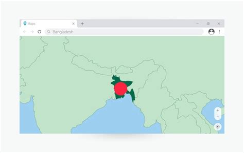 Browservenster Met Kaart Van Bangladesh Zoeken Naar Bangladesh Op Het