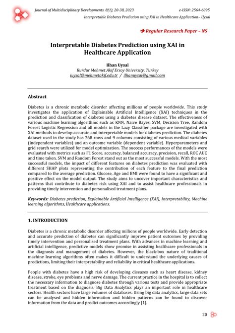 pdf interpretable diabetes prediction using xai in healthcare application