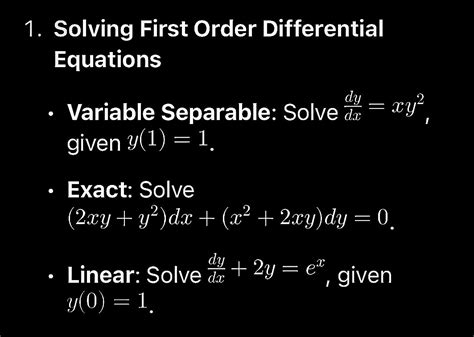 Solved Solving First Order Differential Equationsvariable