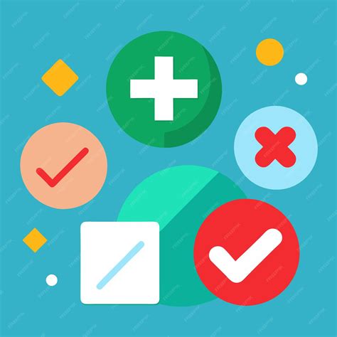Green Check Mark Red Cross Mark Icon And Button Set Premium Ai Generated Vector