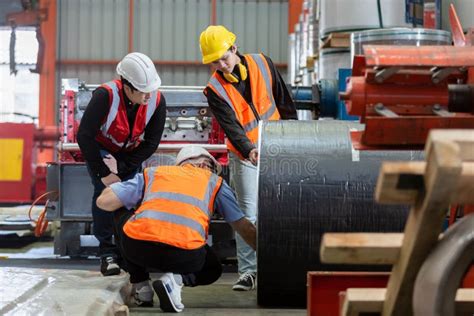 Professional Team Technician Engineer Factory Workers Checking System Equipment Of Production