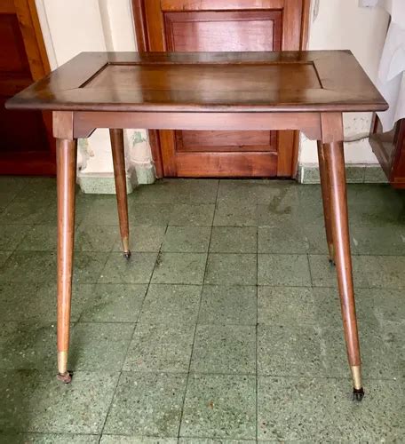 Mesa Antigua Auxiliar De Madera Con Rueditas Mercadolibre