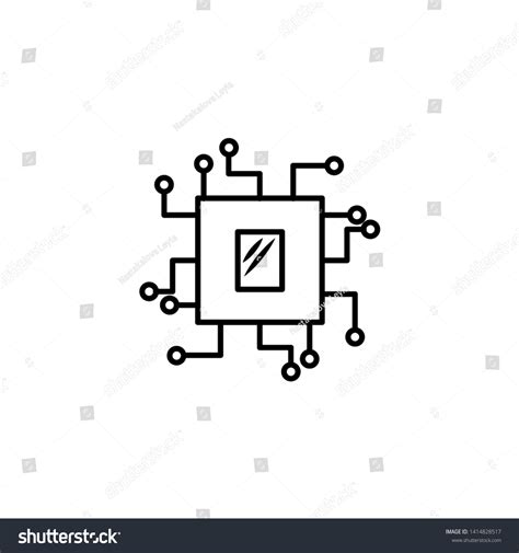 Vektor Stok Microchip Line Icon Cpu Central Processing Tanpa Royalti 1414828517 Shutterstock