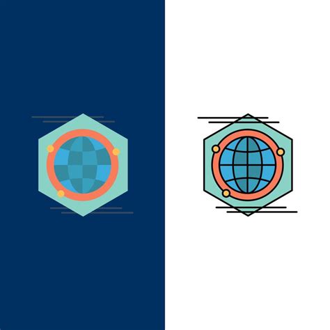 Globe Polygon Space Idea Icons Flat And Line Filled Icon Set Vector Blue Background 19121851