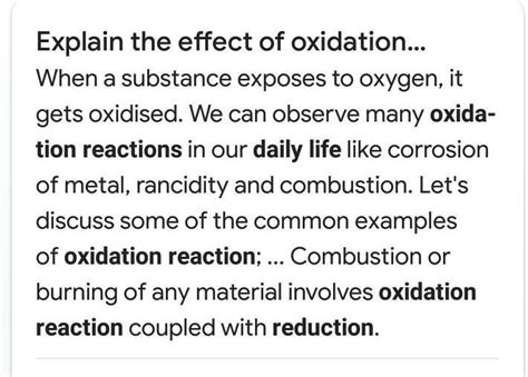 Oxidation Reaction In Daily Life