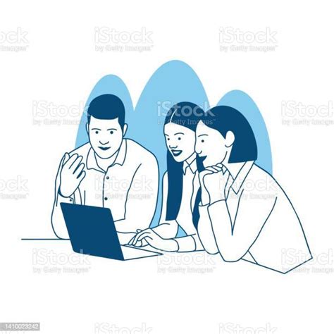 플랫 스타일 벡터 일러스트 레이 션 컴퓨터와 함께 작업하는 사람들의 다양한 팀 단체에 대한 스톡 벡터 아트 및 기타 이미지