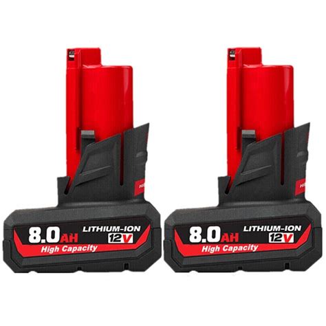 2 X Milwaukee M12 12v 8ah Lithium Compatible Batteries Aubattery
