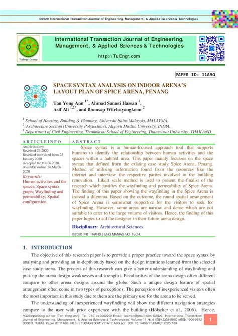 Pdf Space Syntax Analysis On Indoor Arenas Layout Plan › V11a › 11a9gmpdf · Space Syntax