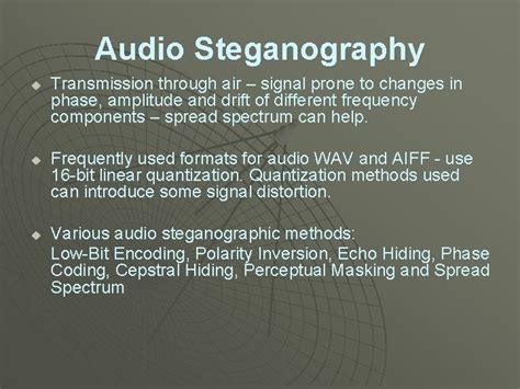 Spread Spectrum Steganography Nick Sterling Sarah Wahl Sarah